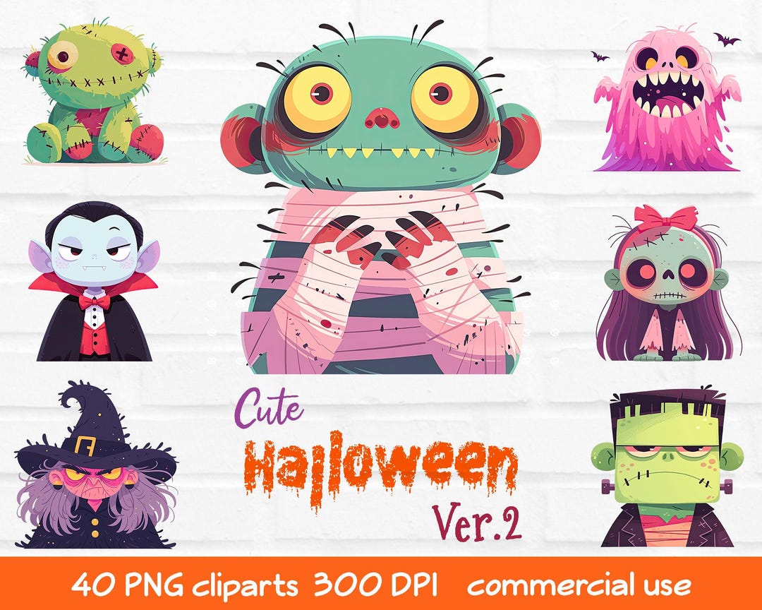 Cute Halloween 40 PNG Clipart Cut Files Ver.2 Transparent Graphic ...