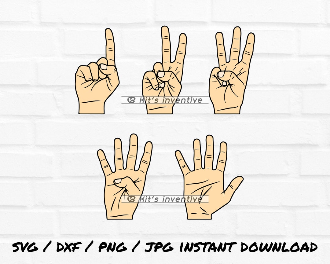 Finger Hand Count Counting SVG PNG JPG Clipart Digital - Etsy