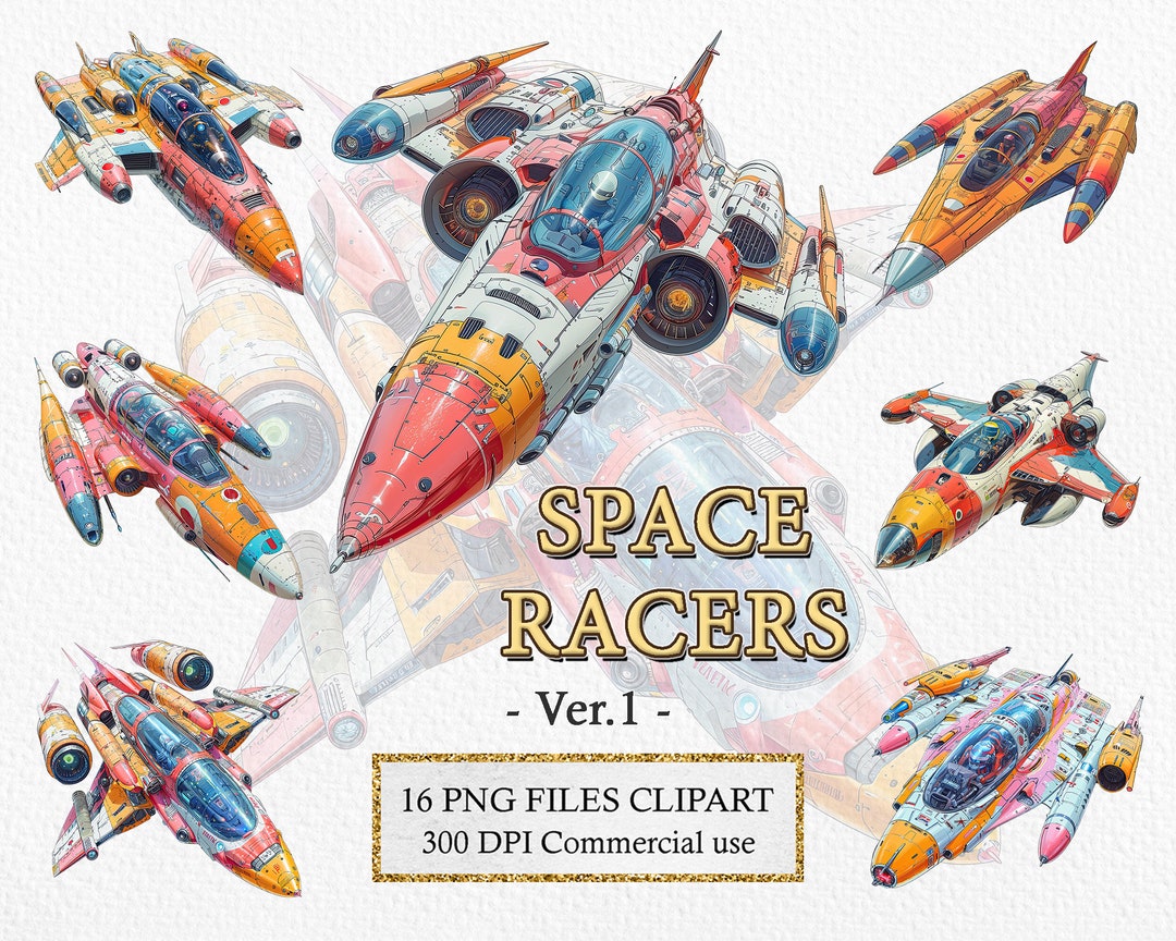Digital Download PNG Clipart 16 SPACE RACERS Ver.1 Cut Files ...