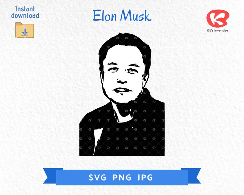 Elon Musk Svg Png Jpg File Clipart Vector Stencil Layered | Etsy