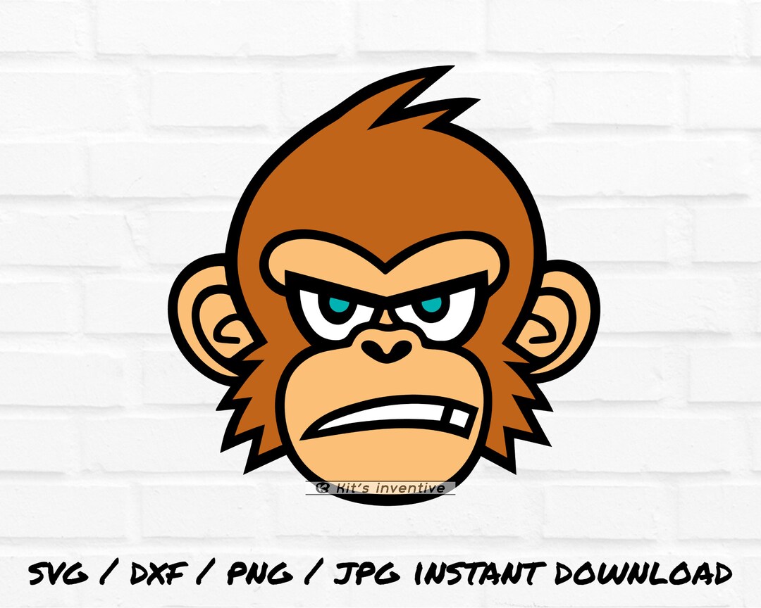 Angry Monkey Face Svg Png Jpg File Clipart Vector Stencil Silhouette ...