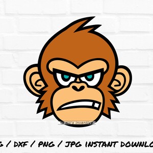 Angry Monkey Face Svg Png Jpg File Clipart Vector Stencil Silhouette ...