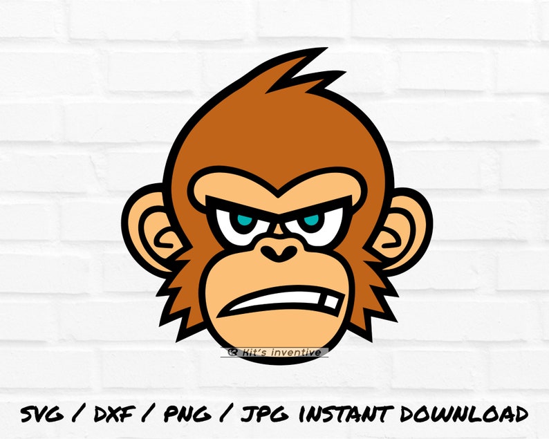 Angry Monkey Face Svg Png Jpg File Clipart Vector Stencil - Etsy
