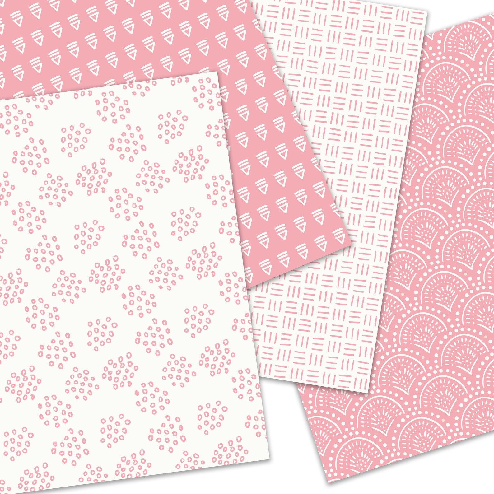 Pink Boho Digital Paper Seamless Patterns Boho Hand Drawn Scrapbook ...