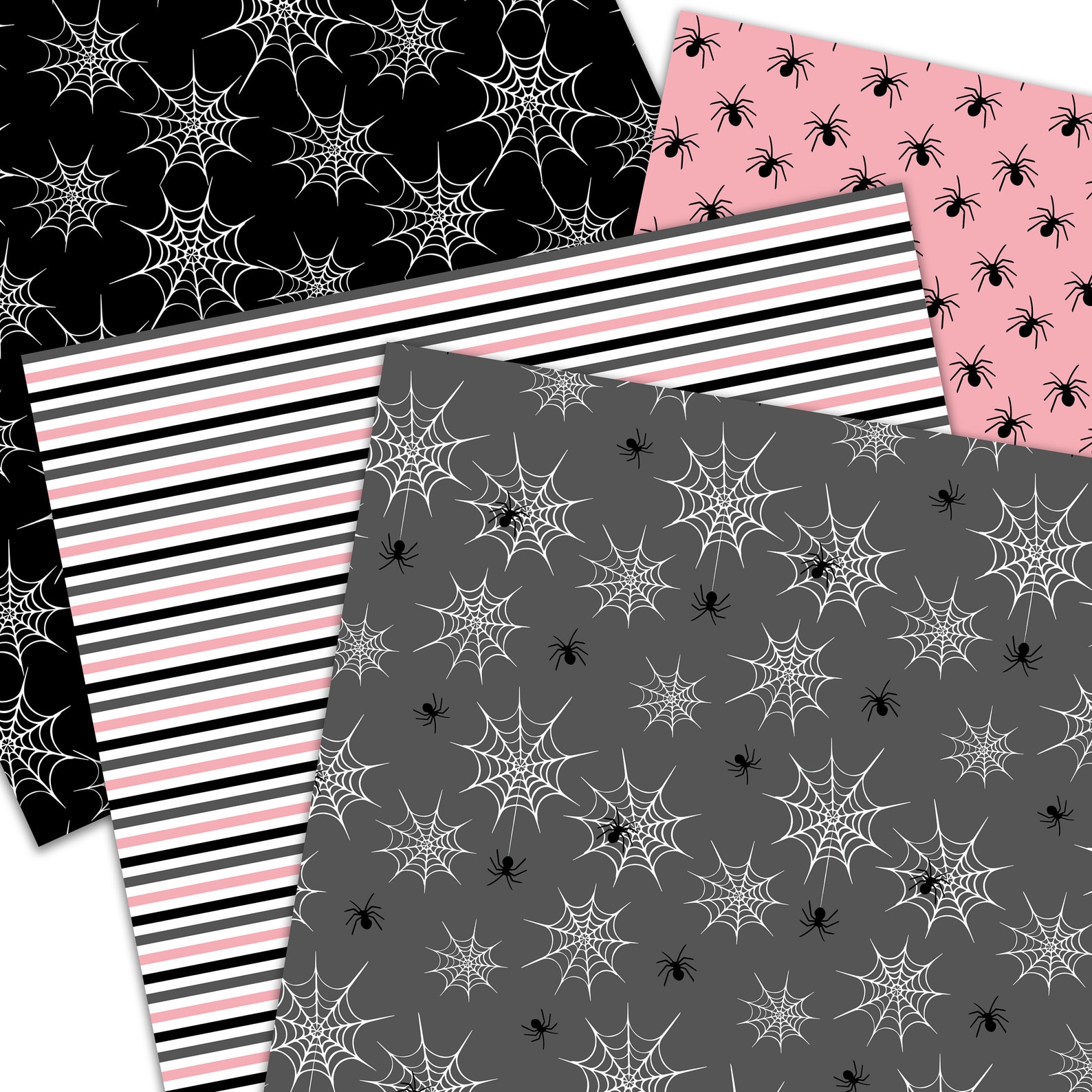 Pink Halloween Digital Paper, Ghost Scrapbook Paper, Pink Spider Paper ...