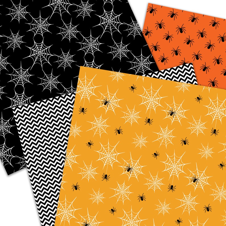 Halloween Digital Paper Ghost Scrapbook Paper Spider Paper | Etsy