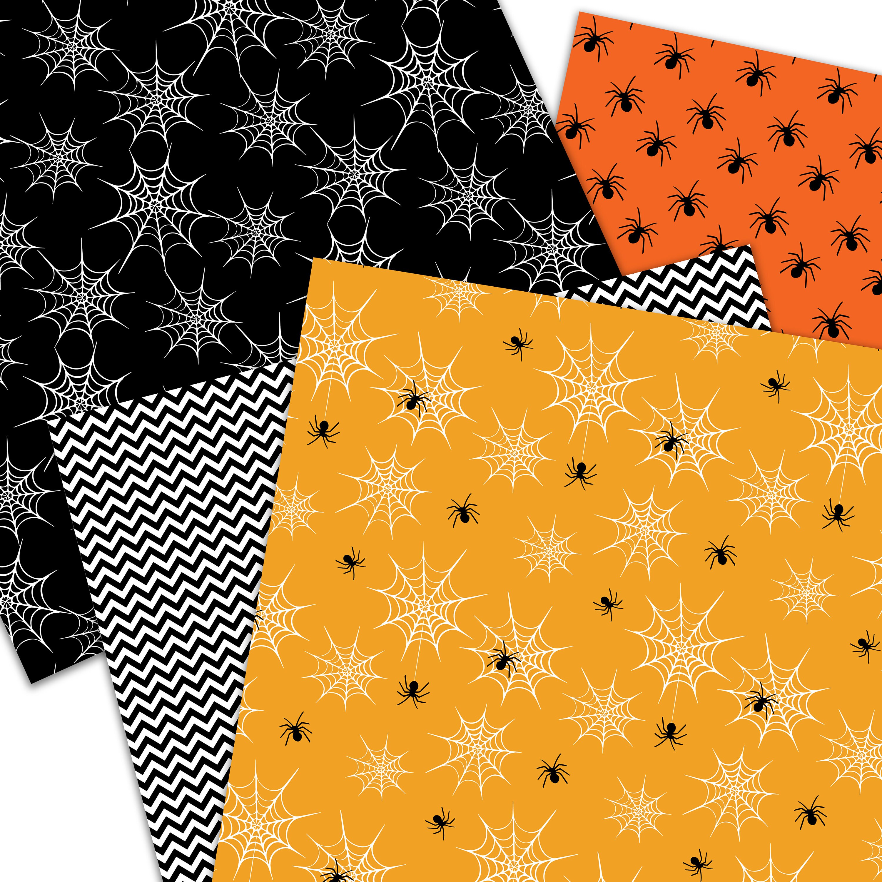 Halloween Digital Paper Ghost Scrapbook Paper Spider Paper - Etsy