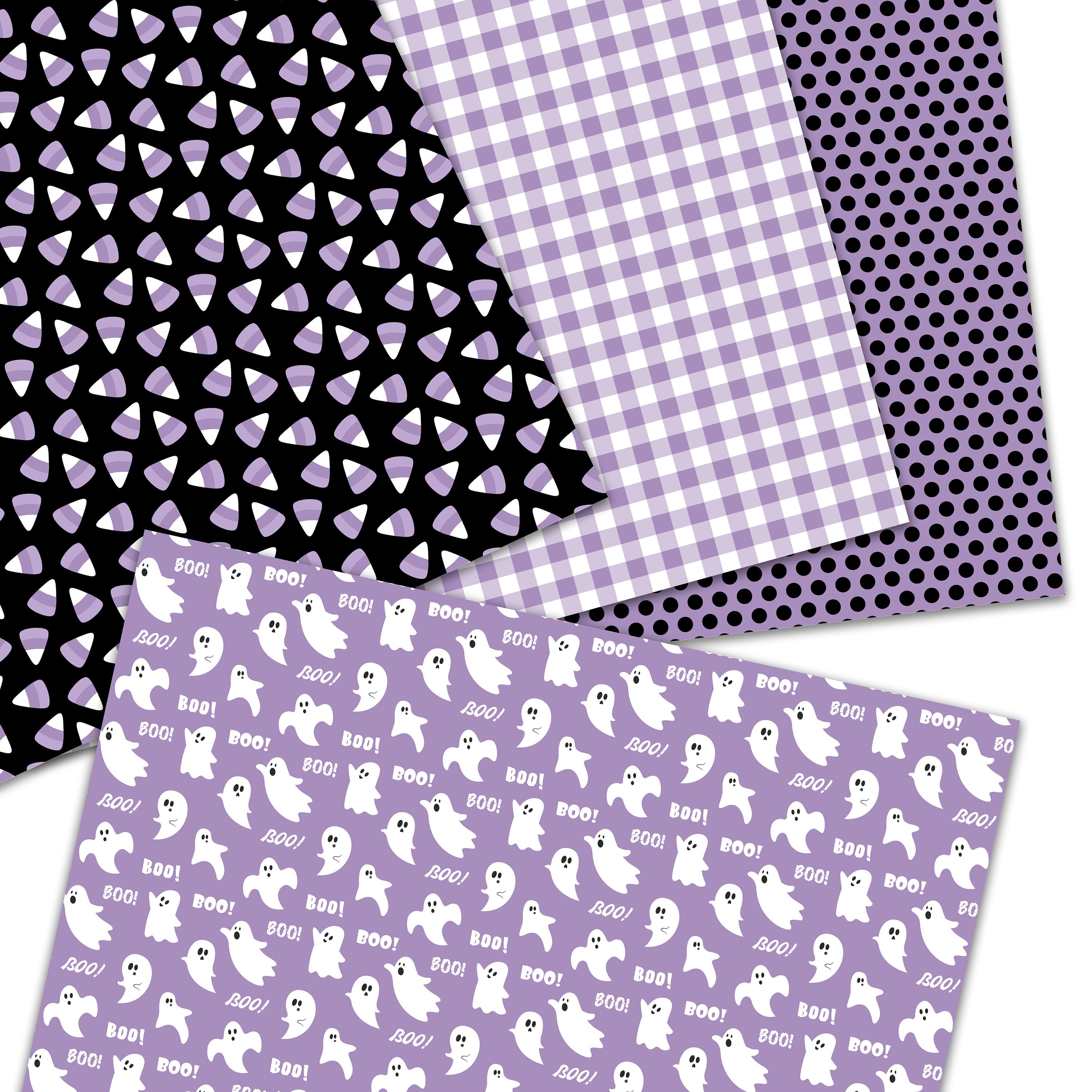 Purple Halloween Digital Paper, Ghost Scrapbook Paper, Purple Spider ...