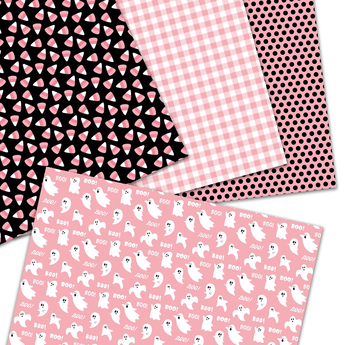 Pink Halloween Digital Paper Ghost Scrapbook Paper Pink - Etsy