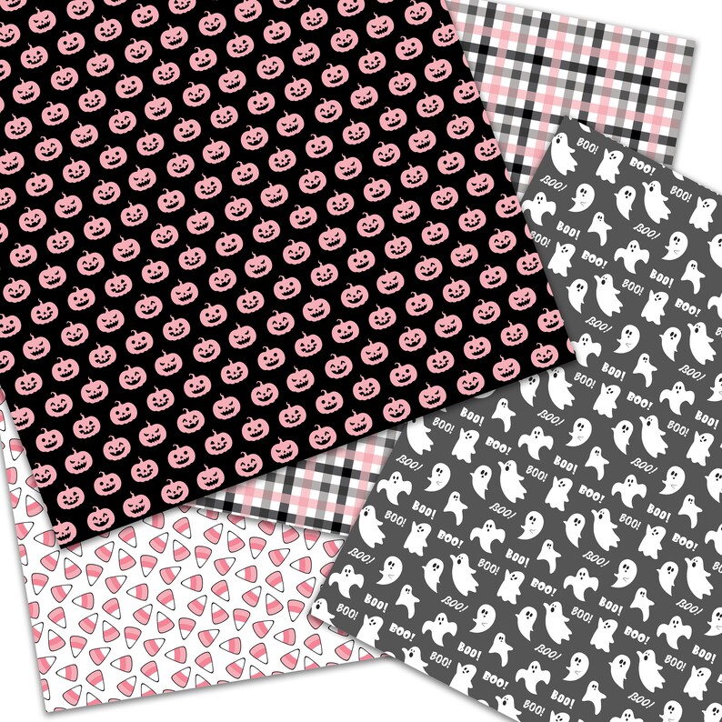 Pink Halloween Digital Paper Ghost Scrapbook Paper Pink - Etsy