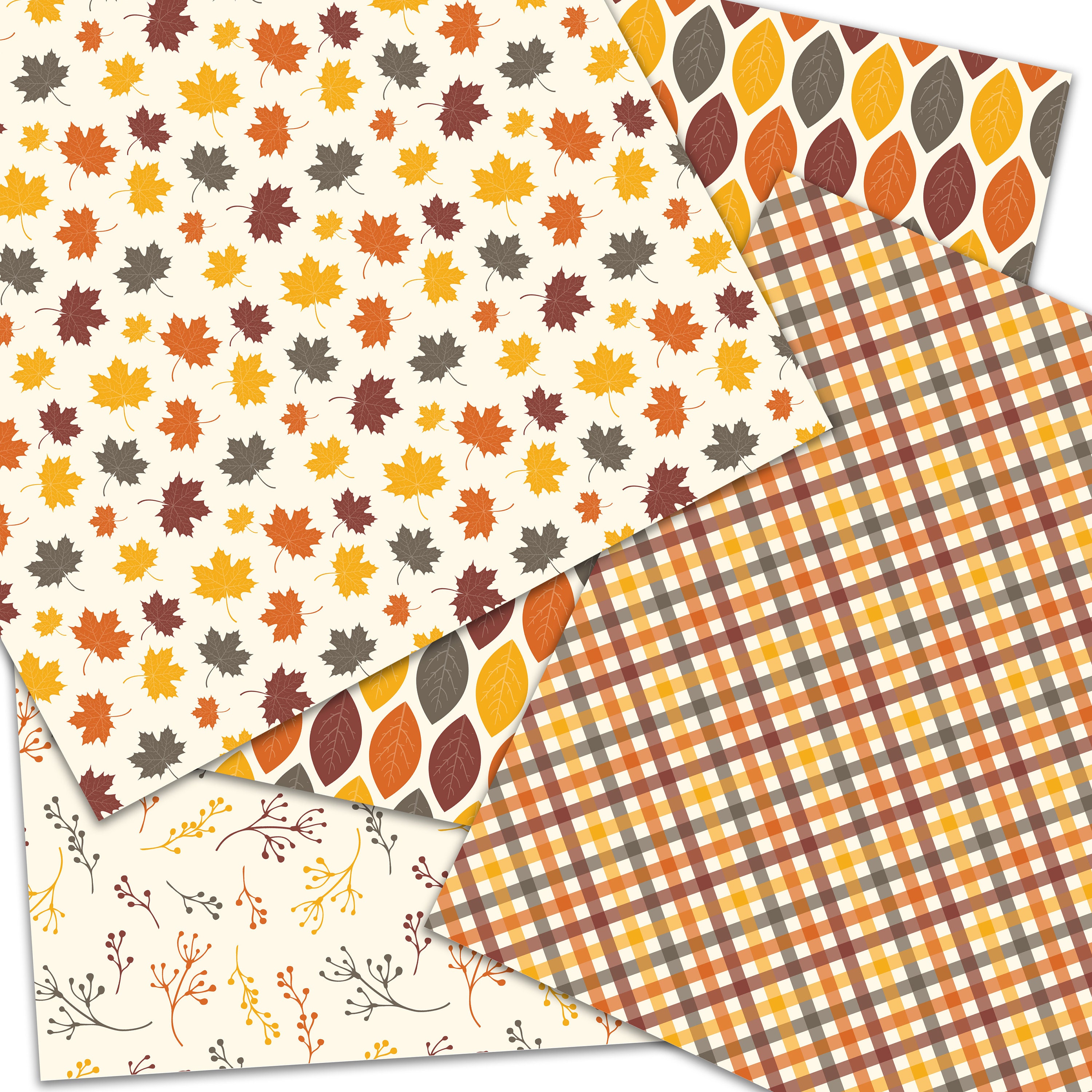 Fall Digital Paper, Scrapbook Paper, Autumn Digital Paper Pack, Leaves ...