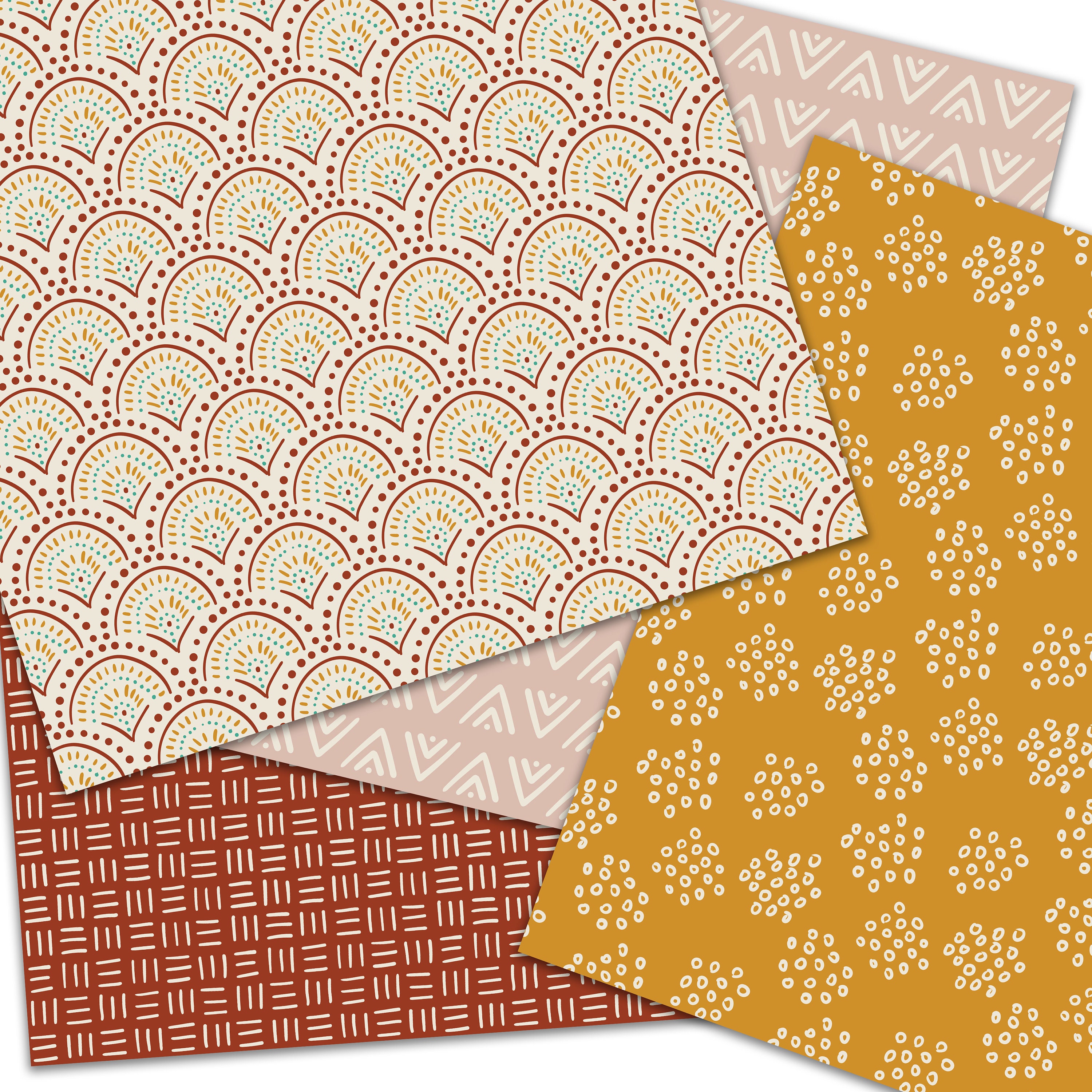 Fall Digital Paper Boho Scrapbook Paper Autumn Digital Paper Pack Fall ...