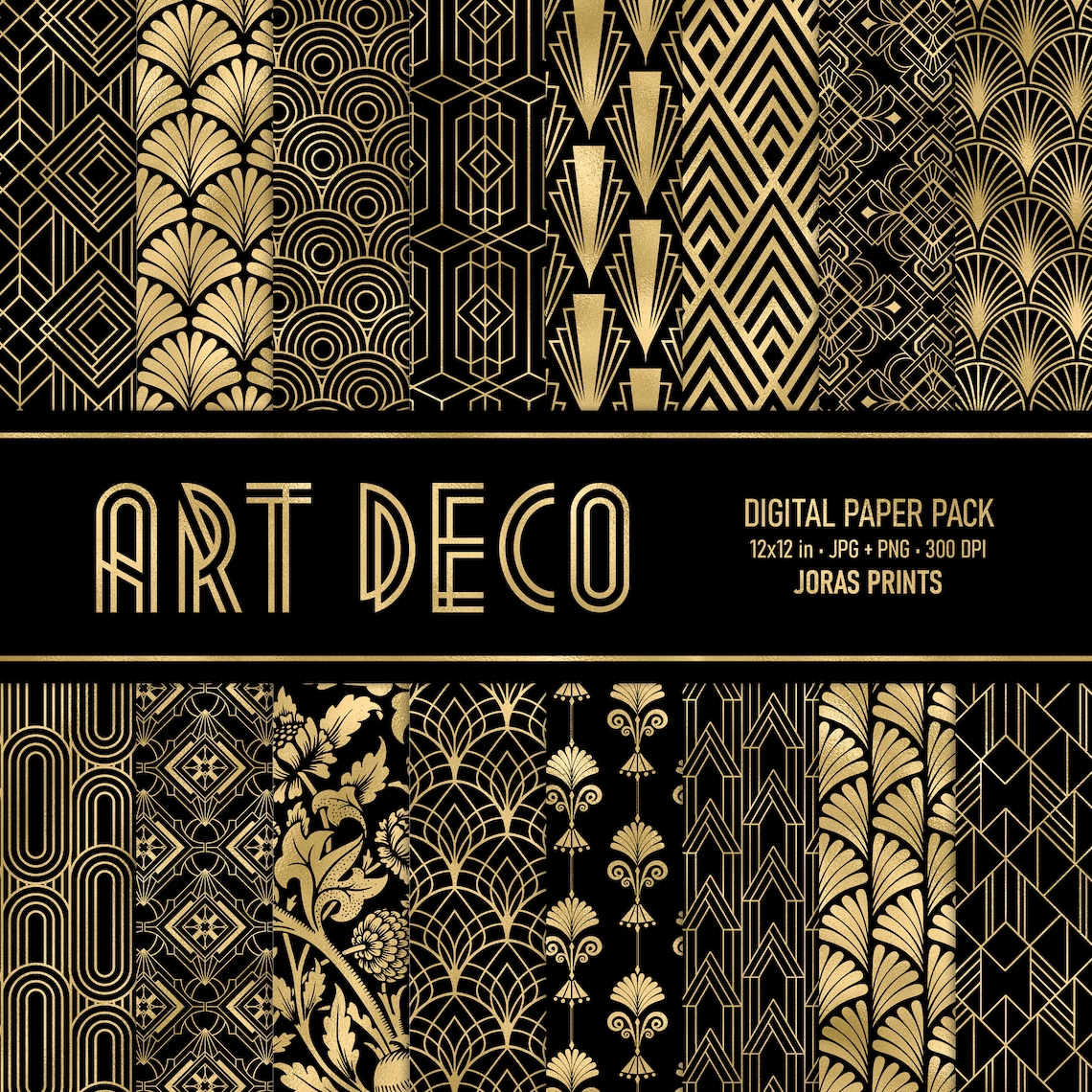 Art Deco Digital Paper Scrapbook Paper Pack Retro Art Deco - Etsy