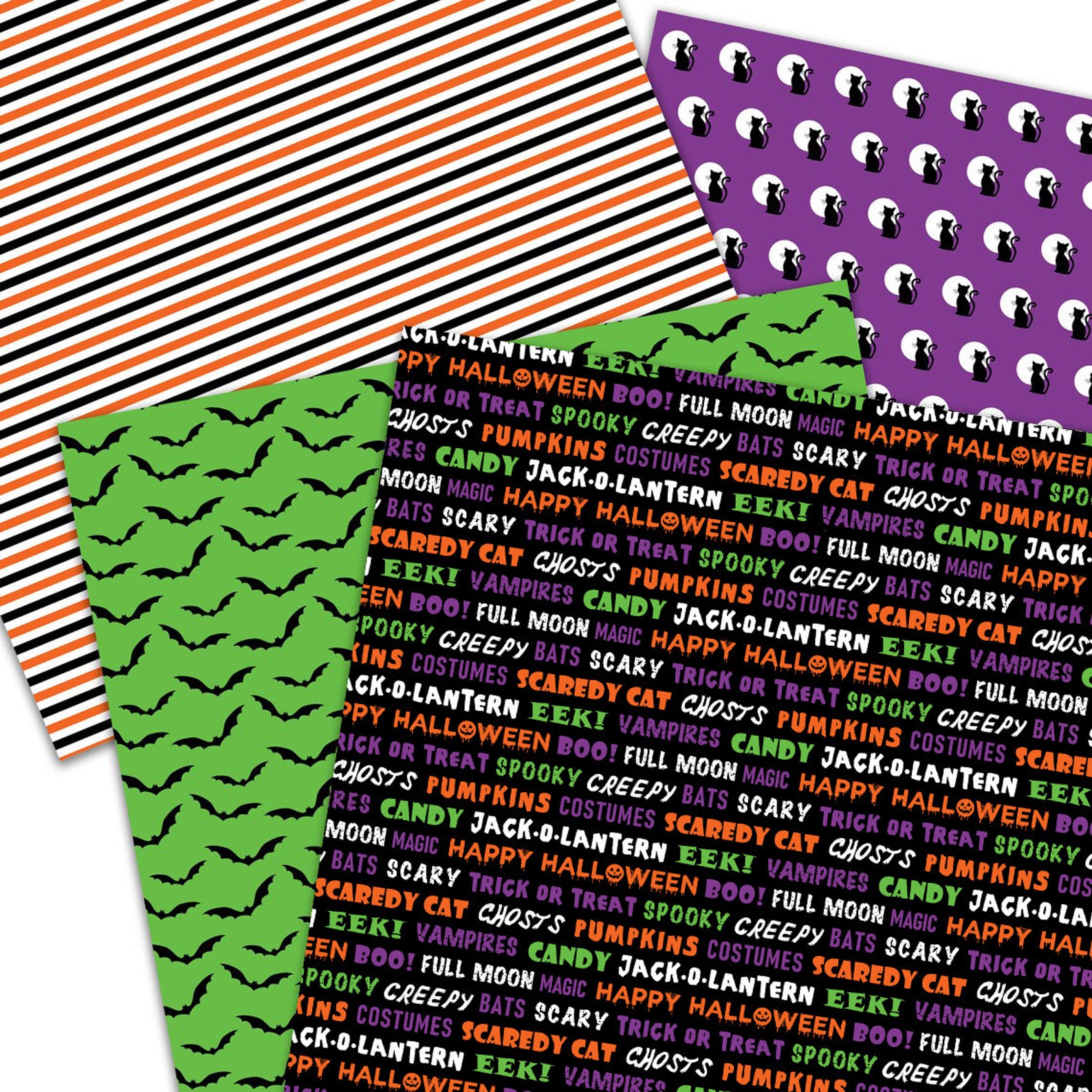 Halloween Digital Paper Ghost Scrapbook Paper Digital Paper Pack Bat ...