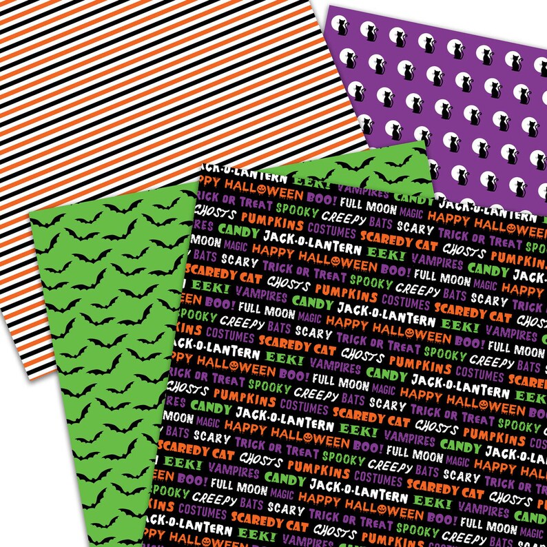 Halloween Digital Paper Ghost Scrapbook Paper Digital Paper Pack Bat ...