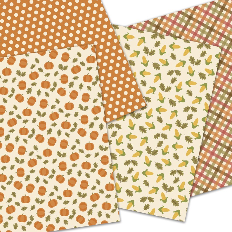 Fall Digital Paper, Scrapbook Paper, Autumn Digital Paper Pack, Pumpkin ...