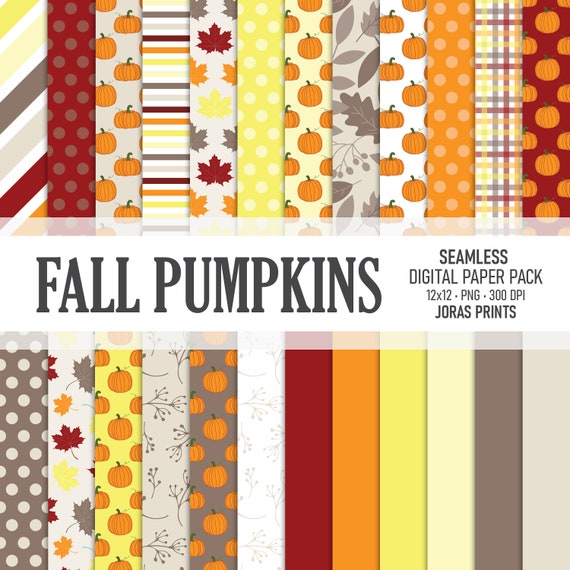 Fall Digital Paper Pumpkin Printable Scrapbook Paper Pumpkin - Etsy