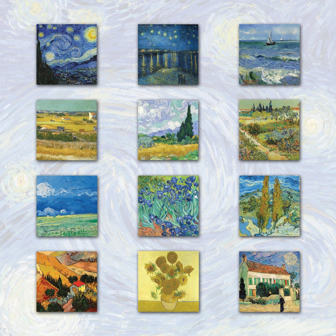 Vincent Van Gogh Paintings Digital Paper, Scrapbook, Van Gogh ...