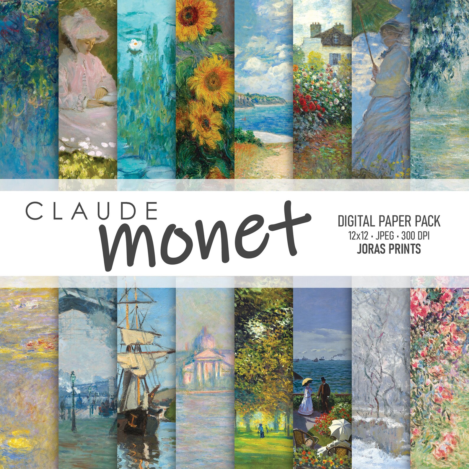 Claude Monet Paintings Digital Paper, Scrapbook, Monet Background ...