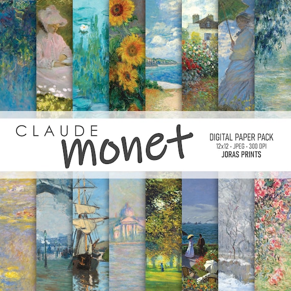 Claude Monet Paintings Digital Paper Scrapbook Monet - Etsy