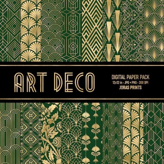 Art Deco Digital Paper Scrapbook Paper Pack Retro Patterns | Etsy