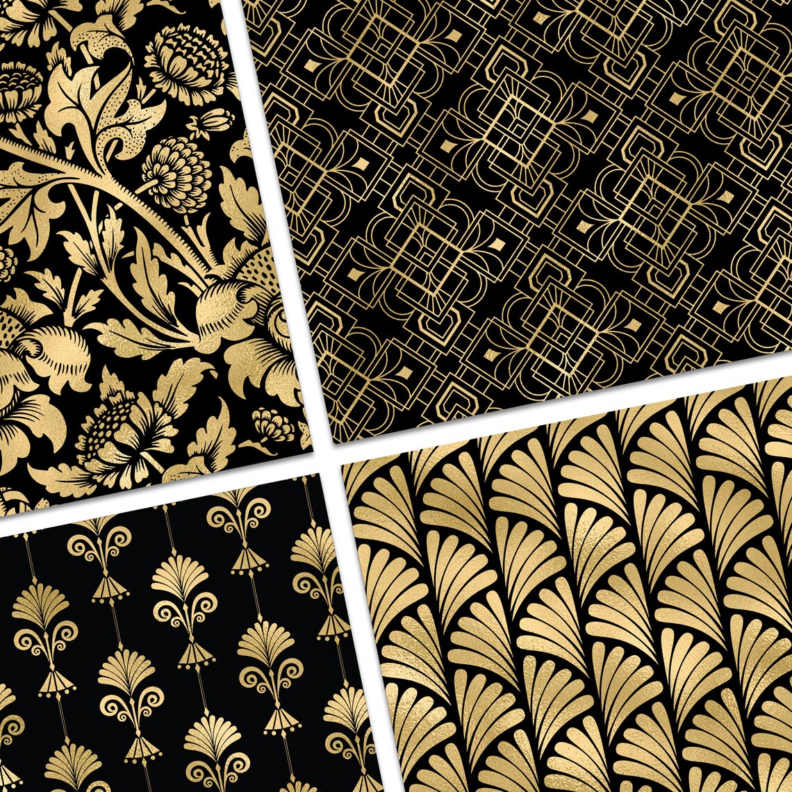 Art Deco Digital Paper Scrapbook Paper Pack Retro Art Deco - Etsy