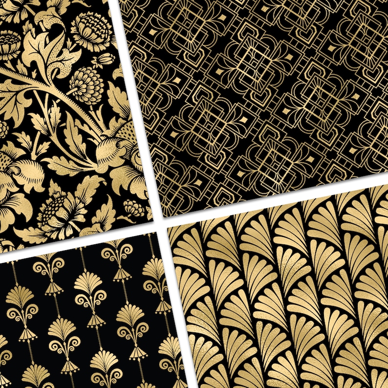 Art Deco Digital Paper Scrapbook Paper Pack Retro Art Deco - Etsy