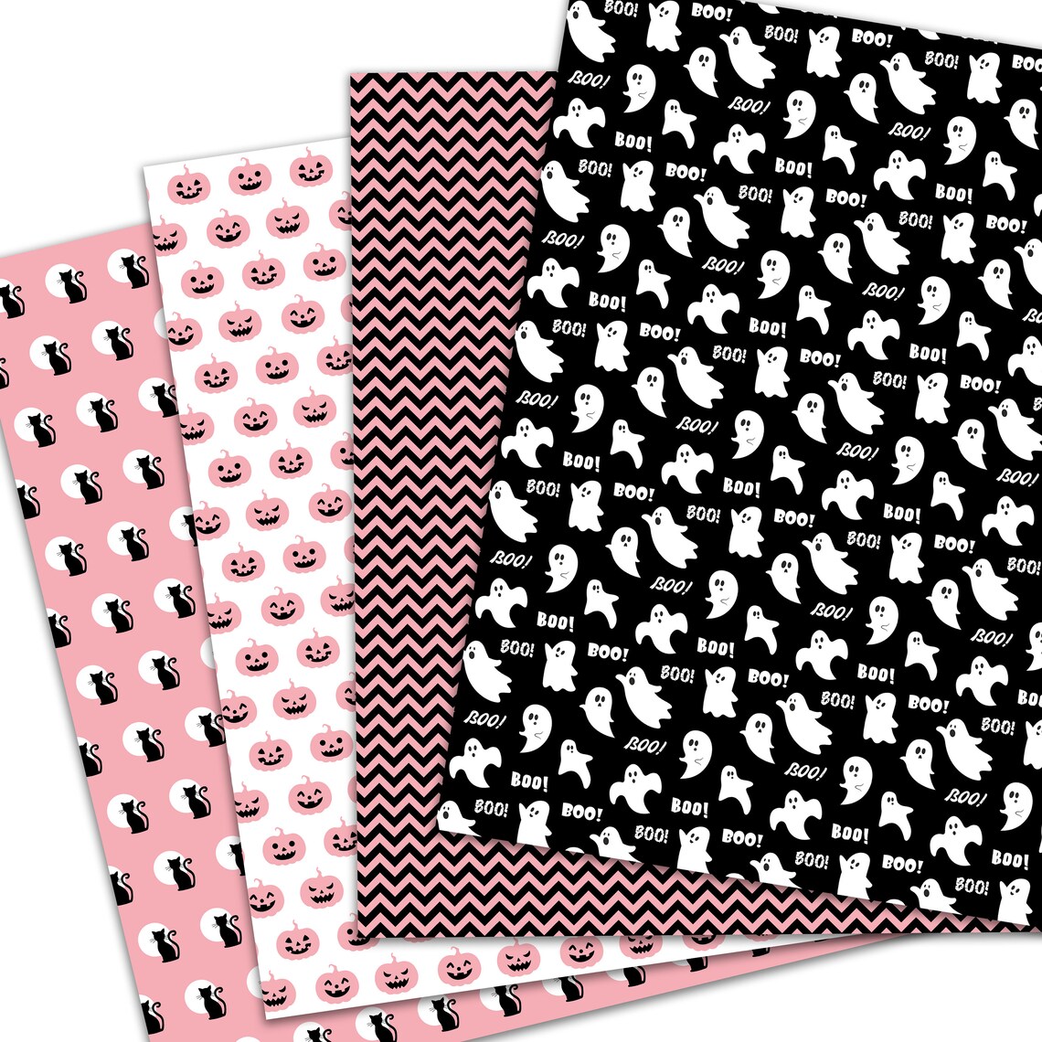 Pink Halloween Digital Paper Ghost Scrapbook Paper Pink - Etsy