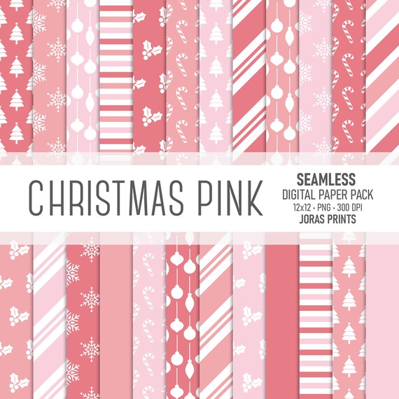 Pink Christmas Digital Paper Scrapbook Paper Seamless | Etsy