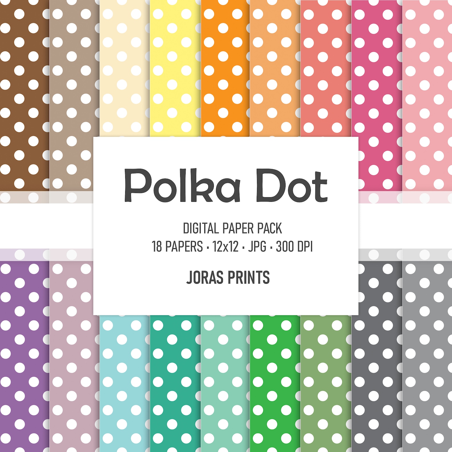 Polka Dot Digital Paper, Digital Scrapbooking Paper, Digital Paper Pack ...