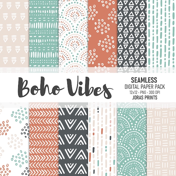 Boho Digital Paper Doodles Scrapbook Paper Seamless | Etsy