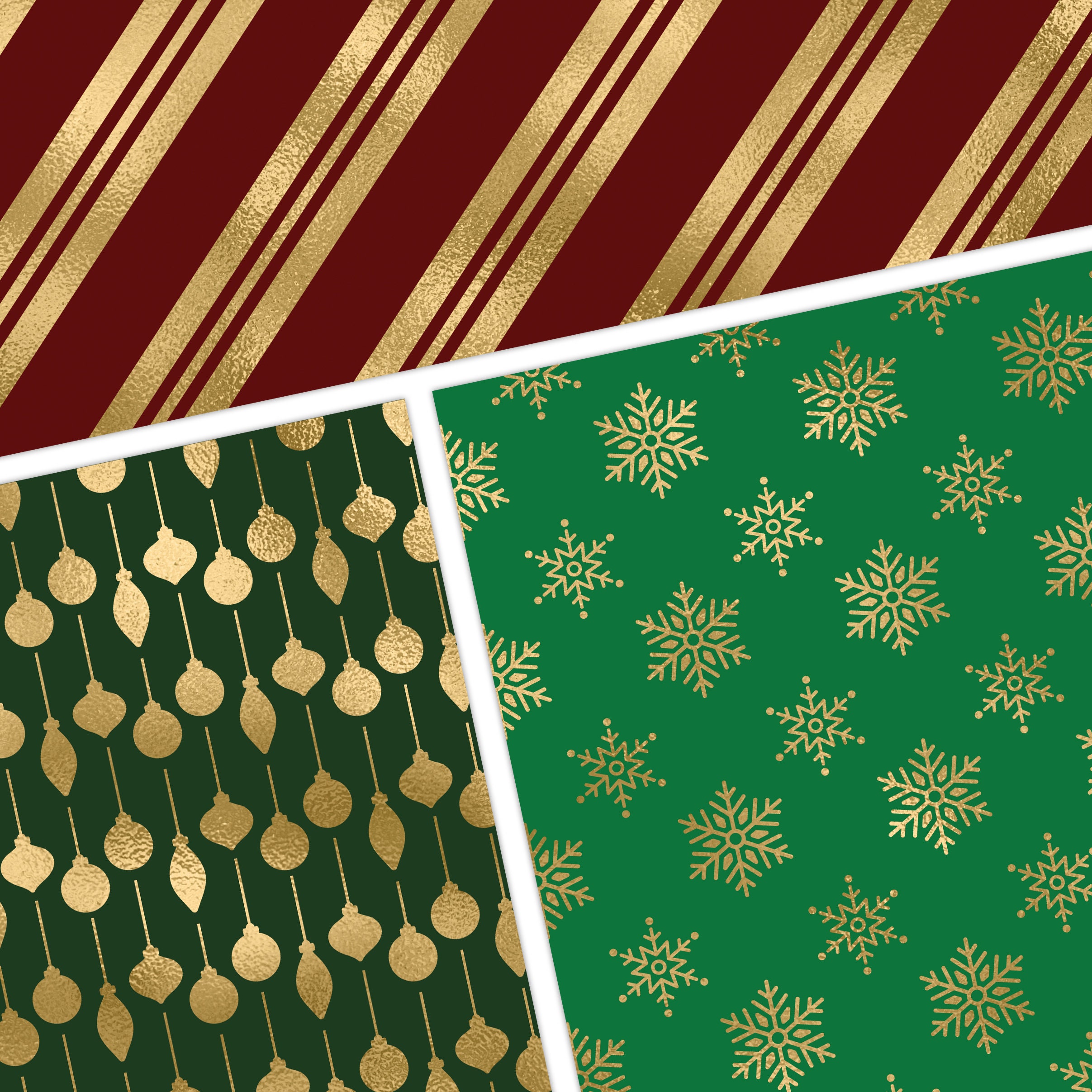Gold Christmas Digital Paper, Scrapbook Paper, Seamless Pattern ...