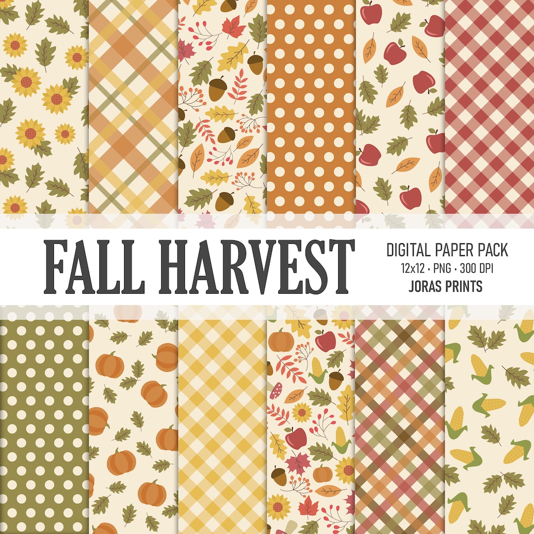 Fall Digital Paper, Scrapbook Paper, Autumn Digital Paper Pack, Pumpkin ...