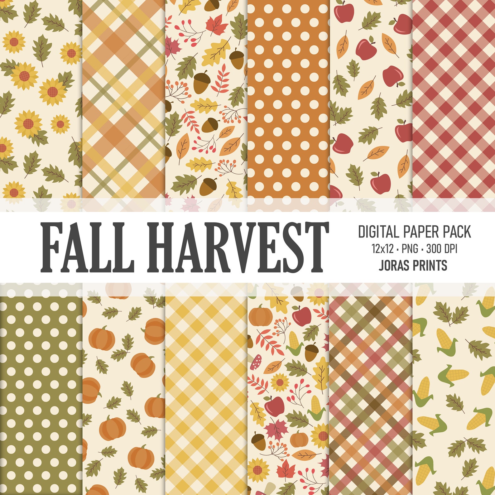 Fall Digital Paper, Scrapbook Paper, Autumn Digital Paper Pack, Pumpkin ...