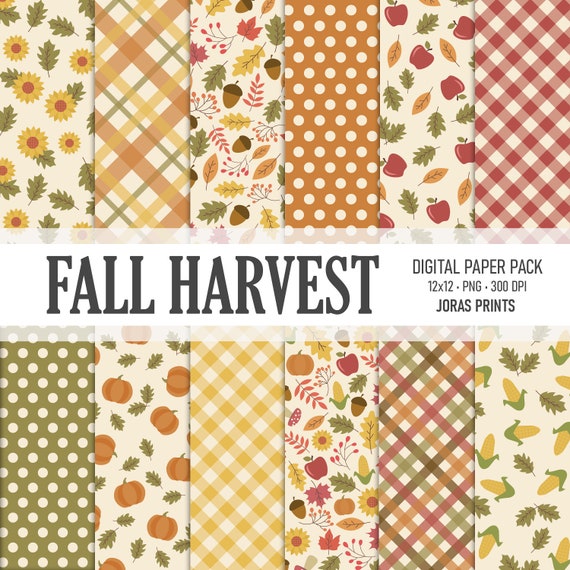Fall Digital Paper Scrapbook Paper Autumn Digital Paper - Etsy