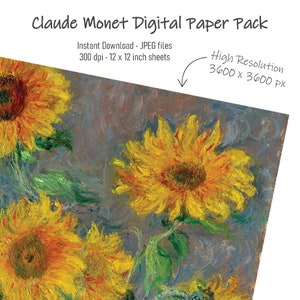 Claude Monet Paintings Digital Paper, Scrapbook, Monet Background ...