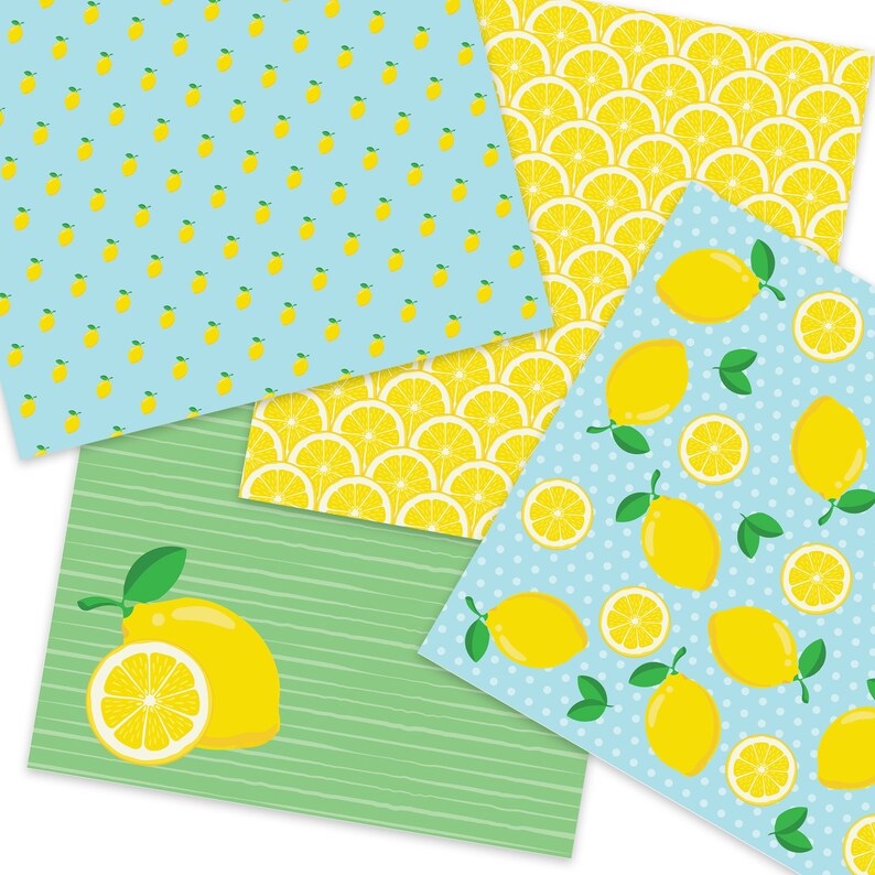 Lemons Digital Paper Lemon Digital Scrapbook Paper Lemon Background ...