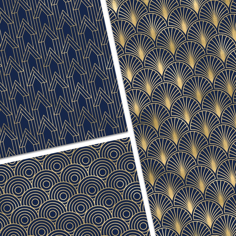 Art Deco Digital Paper, Scrapbook Paper Pack, Retro Art Deco Patterns ...