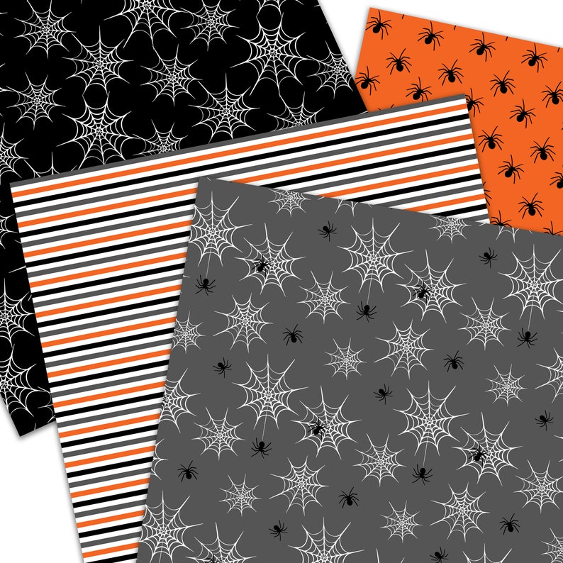 Halloween Digital Paper Ghost Scrapbook Paper Spider Paper - Etsy