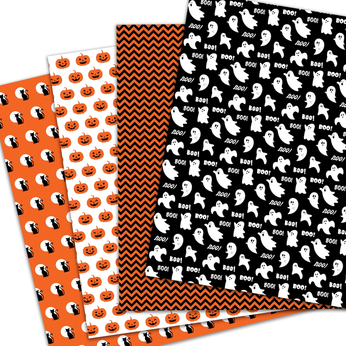 Halloween Digital Paper Ghost Scrapbook Paper Spider Paper - Etsy