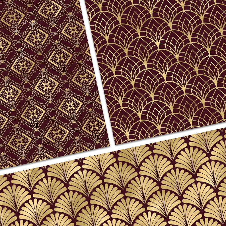 Art Deco Digital Paper, Scrapbook Paper Pack, Retro Art Deco Patterns ...