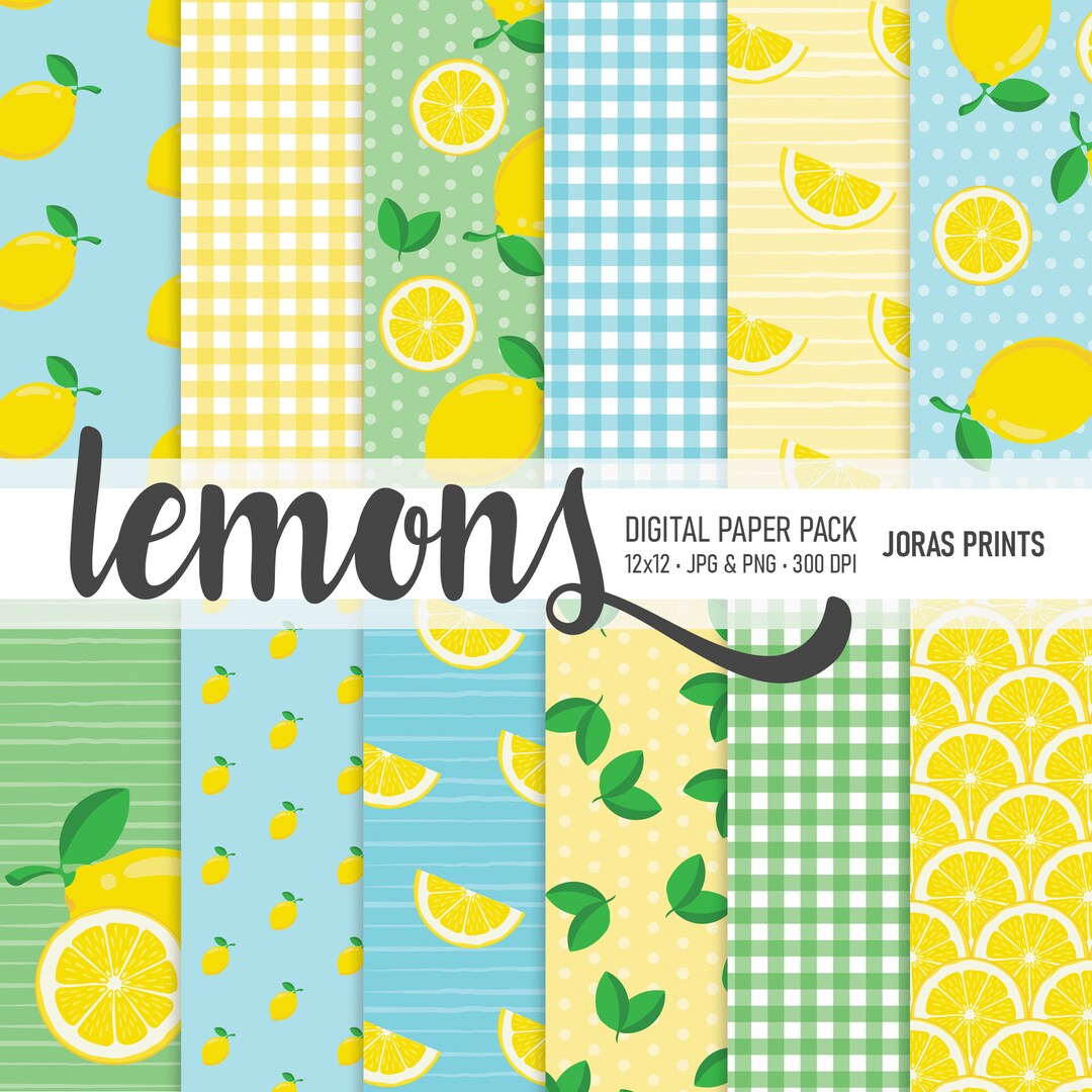 Lemons Digital Paper Lemon Digital Scrapbook Paper Lemon Background ...