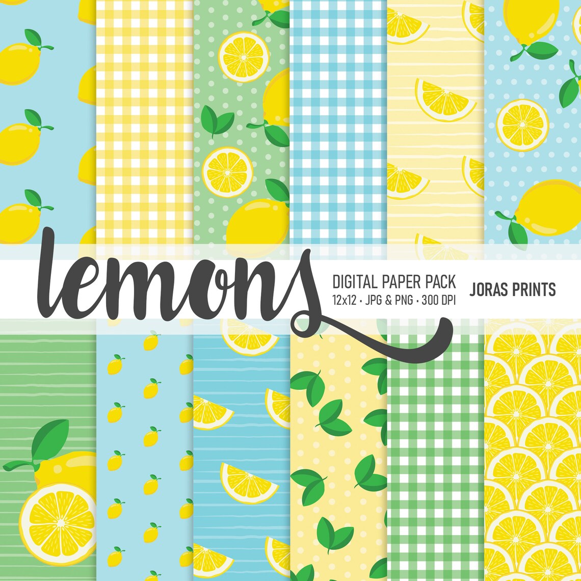 Lemons Digital Paper Lemon Digital Scrapbook Paper Lemon Background ...