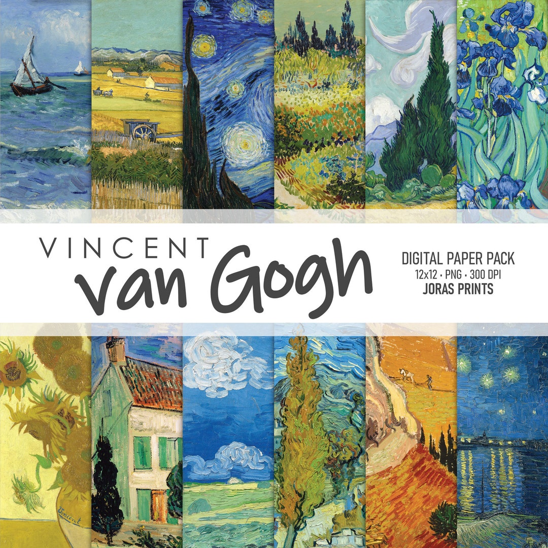 Vincent Van Gogh Paintings Digital Paper, Scrapbook, Van Gogh ...