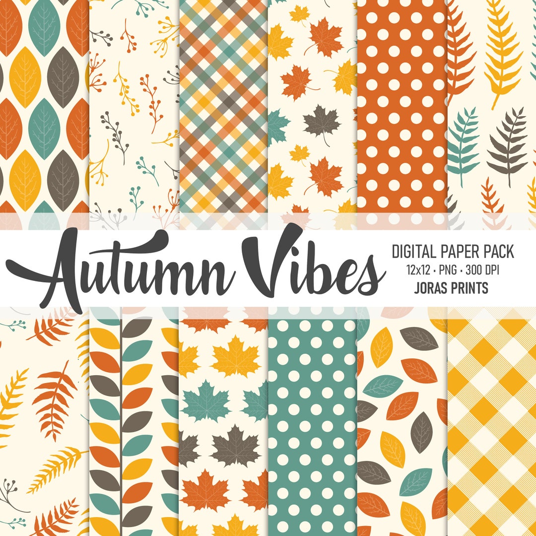 Fall Digital Paper, Scrapbook Paper, Autumn Digital Paper Pack, Leaves ...