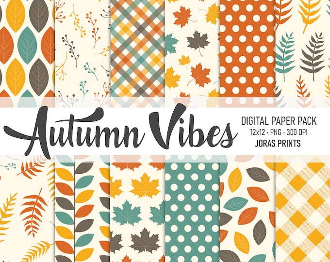Brown Orange and Yellow Autumn Fall Digital Papers With Polka - Etsy