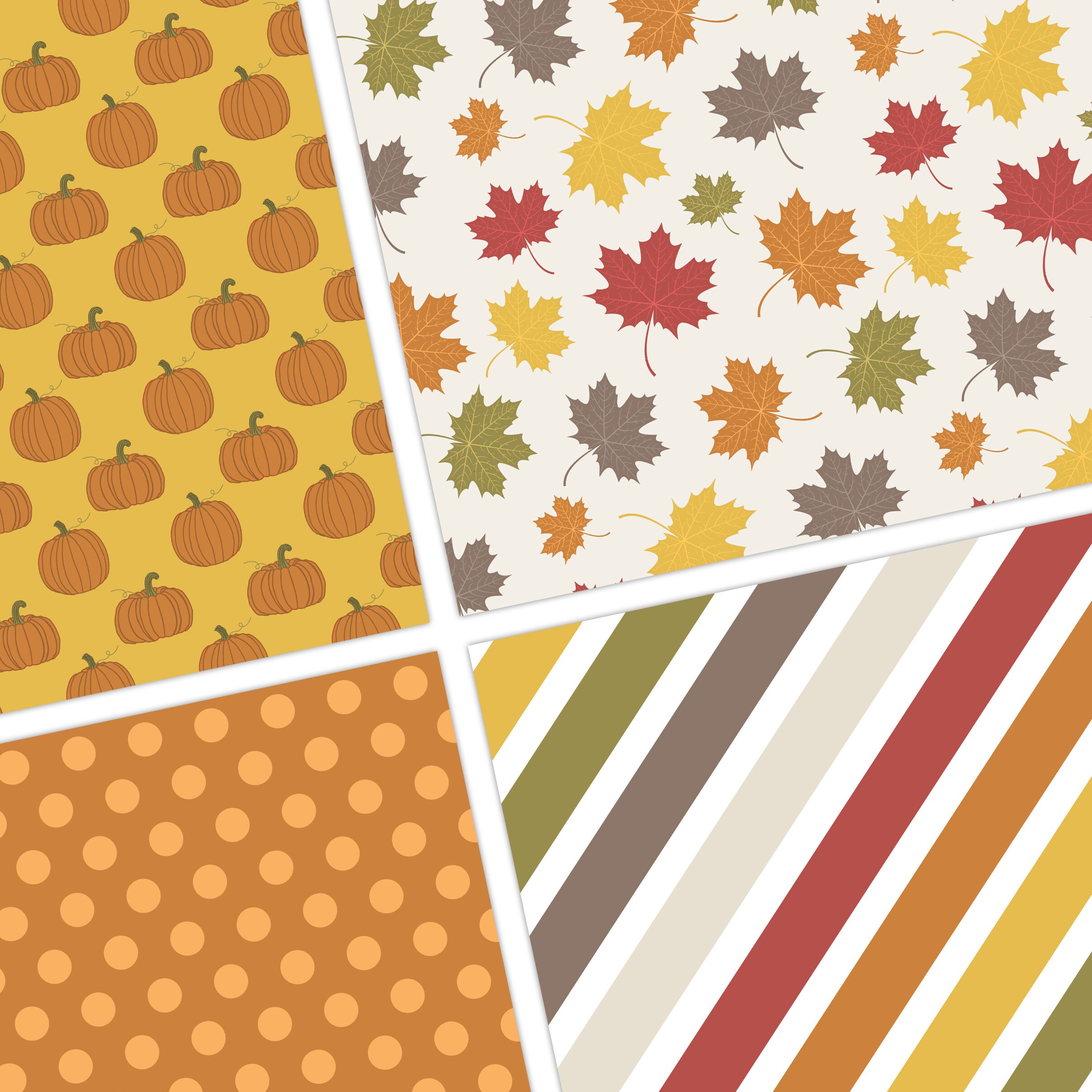 Fall Digital Paper Pumpkin Printable Scrapbook Paper Autumn Leaves ...