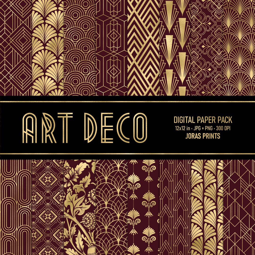 Art Deco Digital Paper, Scrapbook Paper Pack, Retro Art Deco Patterns ...