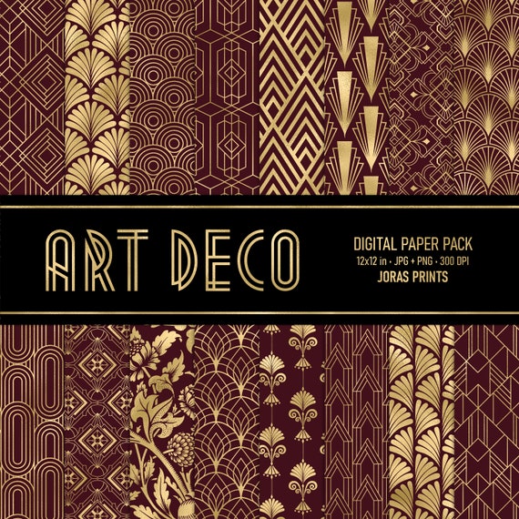 Art Deco Digital Paper Scrapbook Paper Pack Retro Art Deco - Etsy