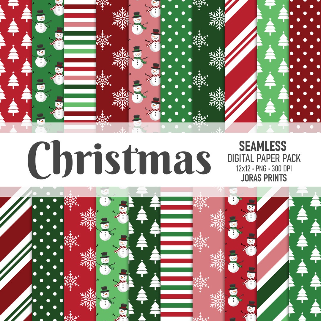 Christmas Digital Paper, Snowman Digital Scrapbook Paper, Snowflake ...